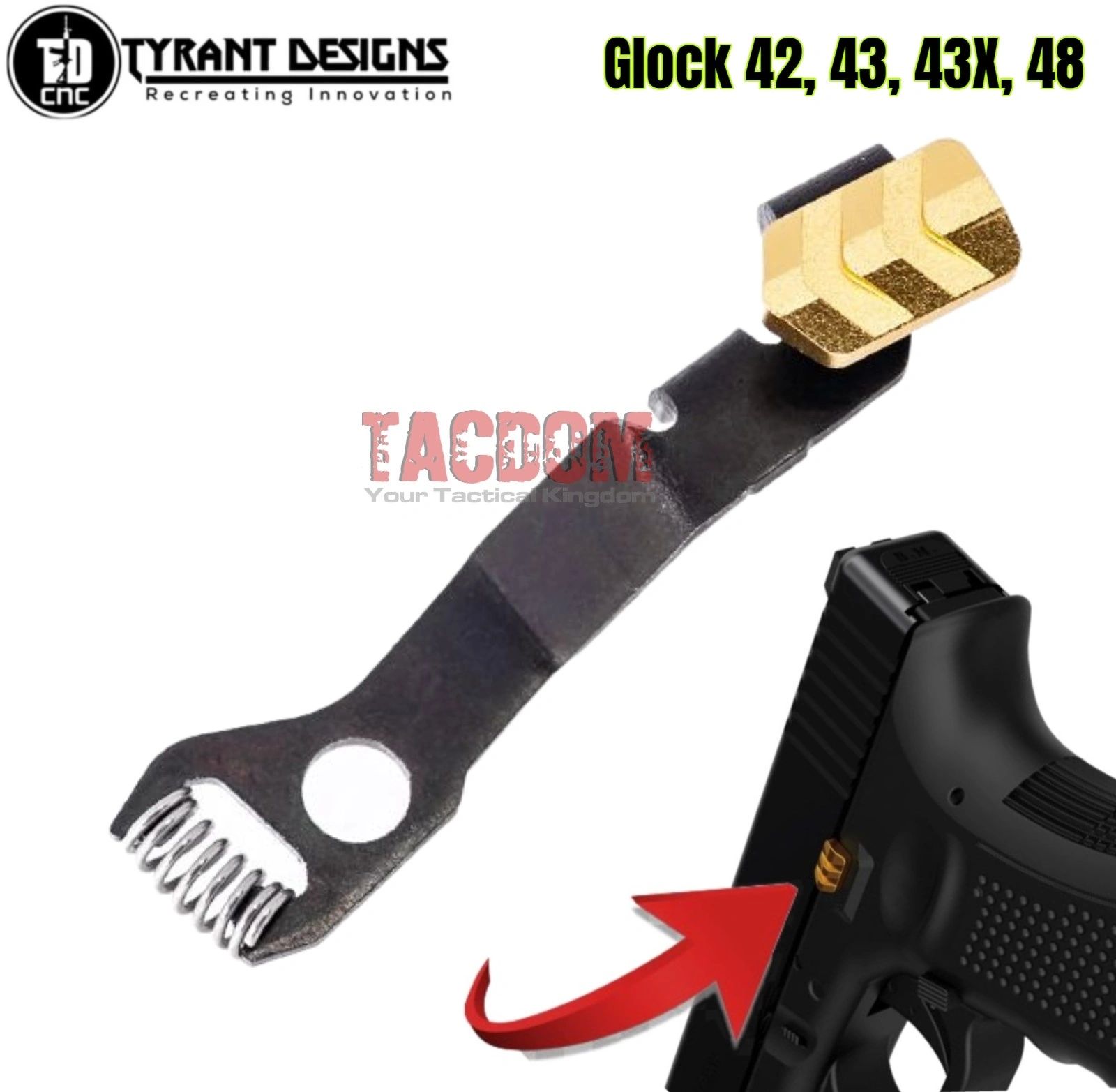 Tyrant Designs Extended Slide Stop Release For Glock 42 43 43x 48 Black