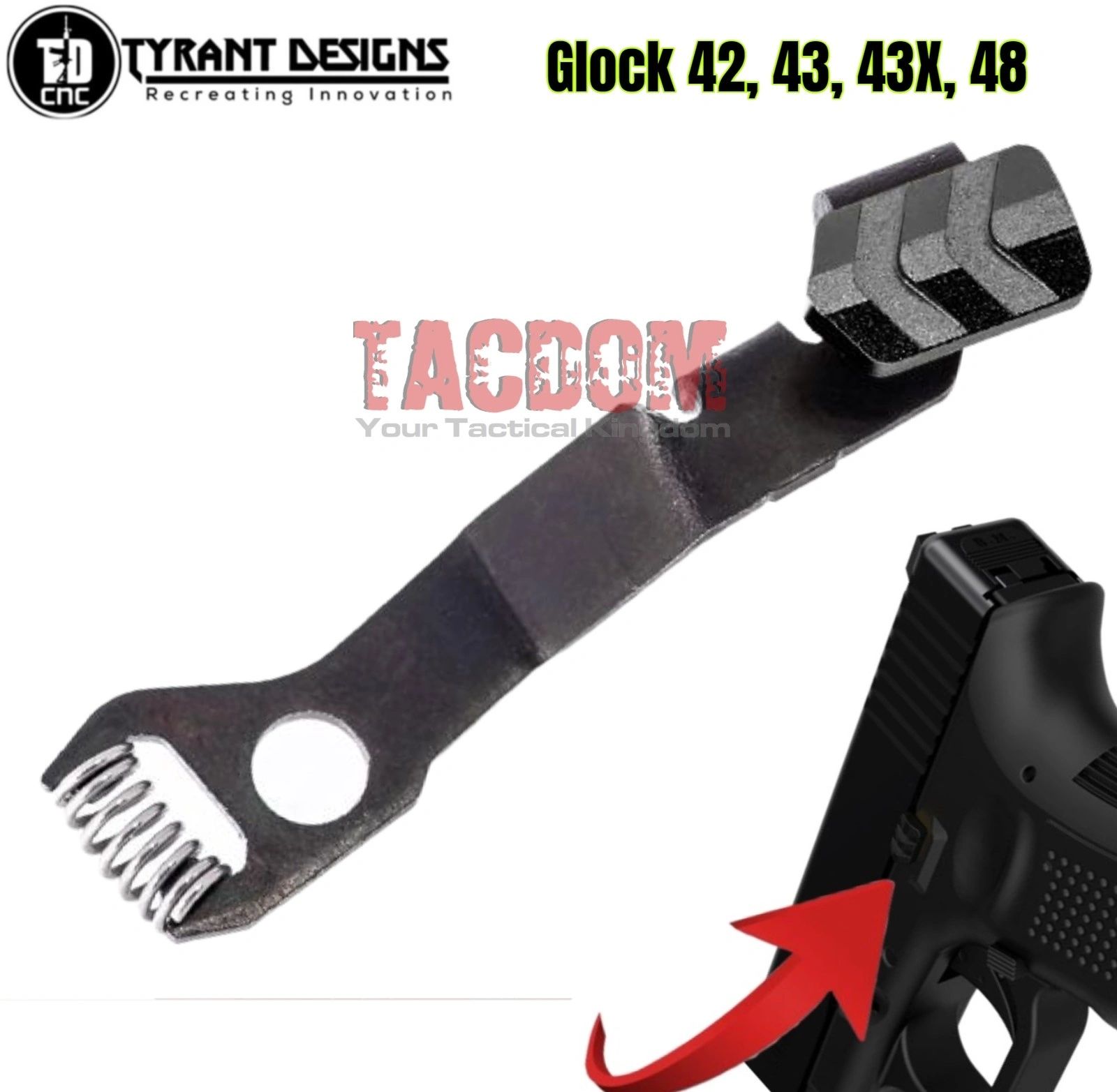 Tyrant Designs Extended Slide Stop Release For Glock 42 43 43x 48 Black