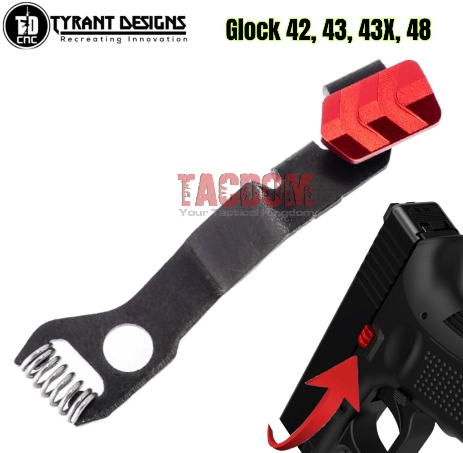 Tyrant Designs Extended Slide Stop Release for Glock 42 43 43X 48 Red ...
