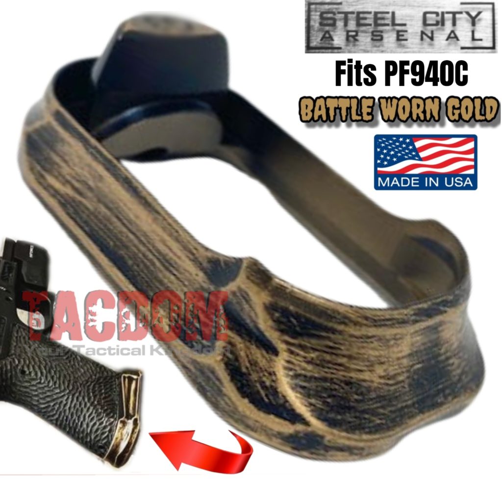NINEX19 GLOCK 19 ENHANCED BATTLE WORN GOLD MAGWELL – FITS COMPACT OEM ...