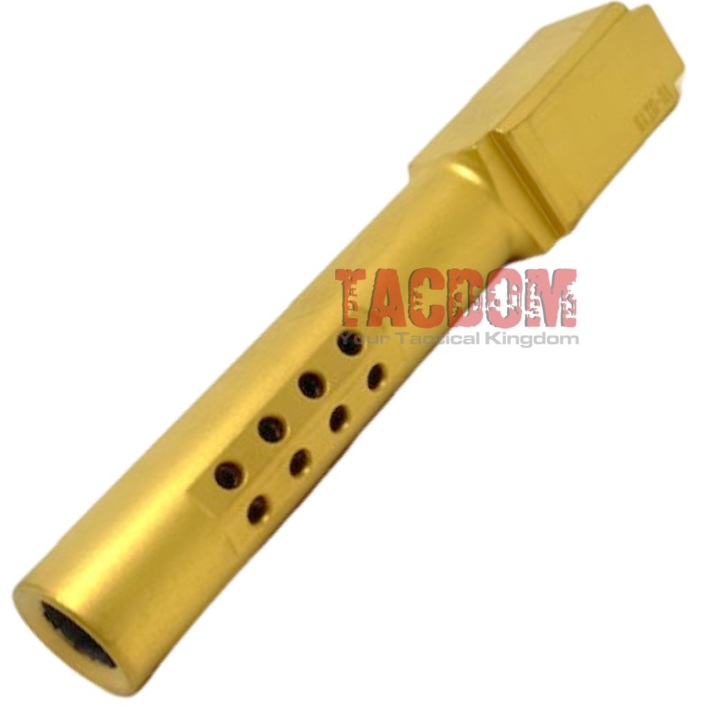 GOLD TiN PORTED Barrel for Glock 19 and P80 PF940C 9mm TARGET CROWN ...