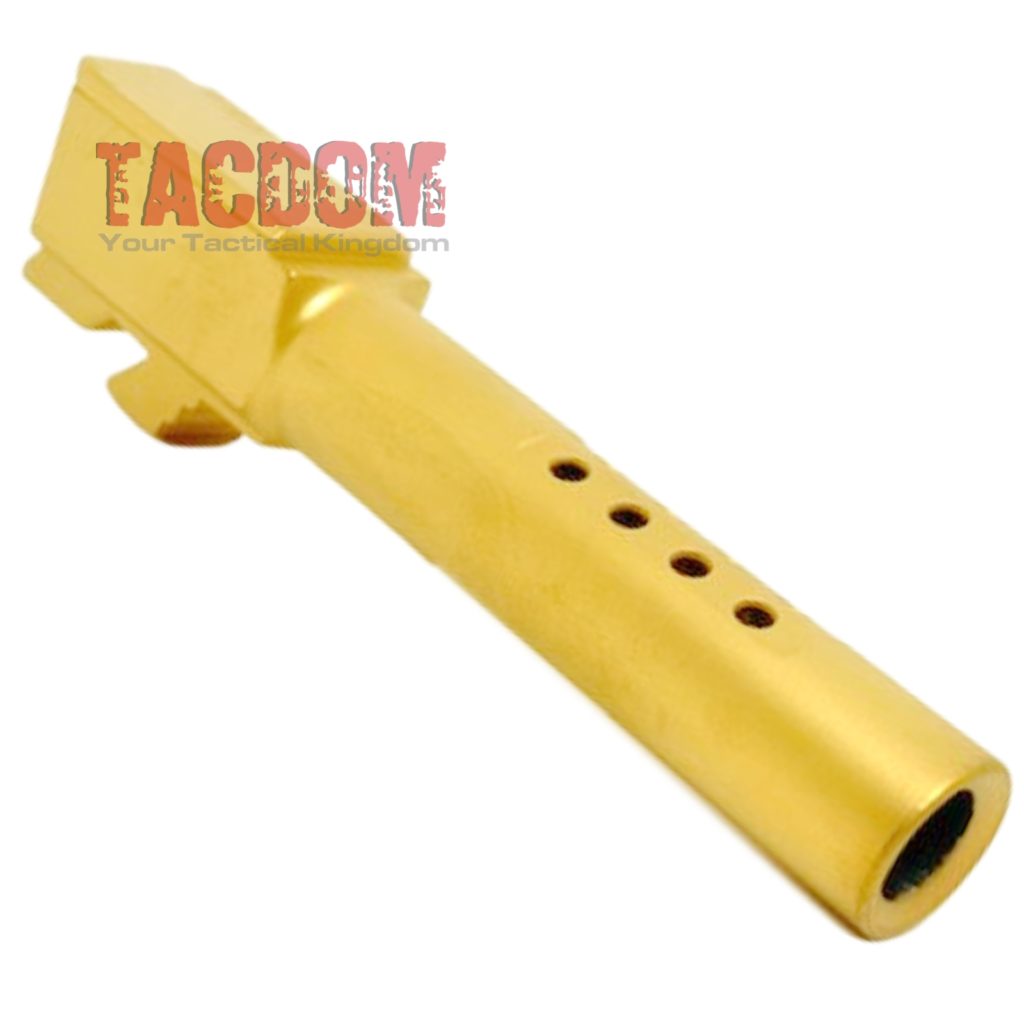 GOLD TiN PORTED Barrel for Glock 19 and P80 PF940C 9mm TARGET CROWN ...