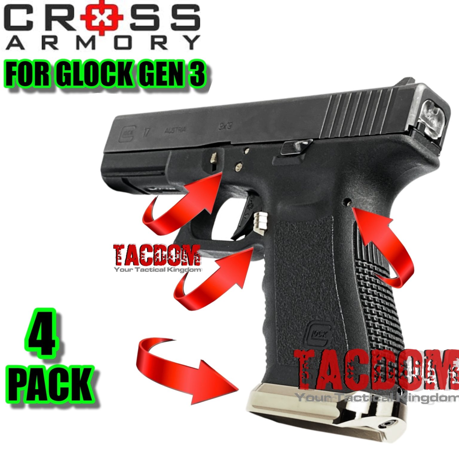 Cross Armory SILVER UPGRADE Performance Kit for GLOCK Gen 1 2 3 MAGWELL ...