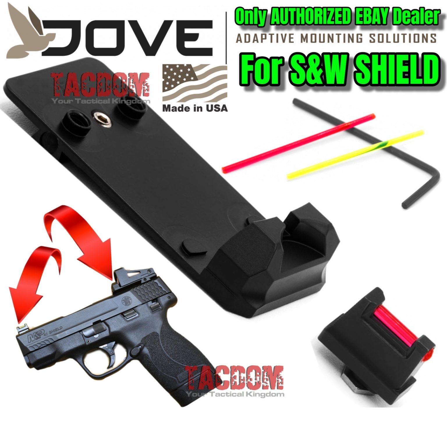 DOVE Mounting Solutions for Glock RMSc Slide Sight Adapter with Front ...