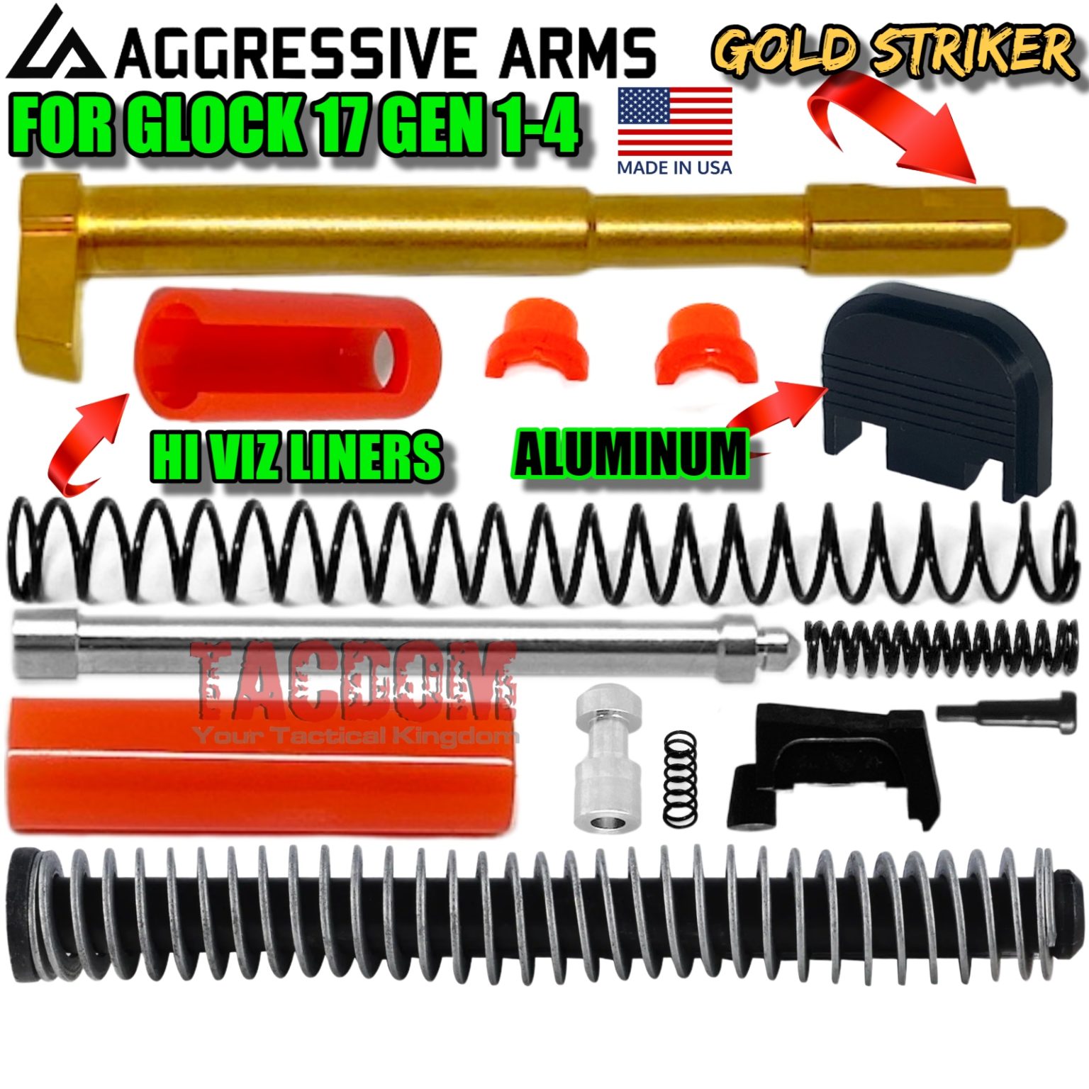 AGGRESSIVE ARMS USA Upper Slide and Lower Parts Kit for Glock 17 GEN 1 ...