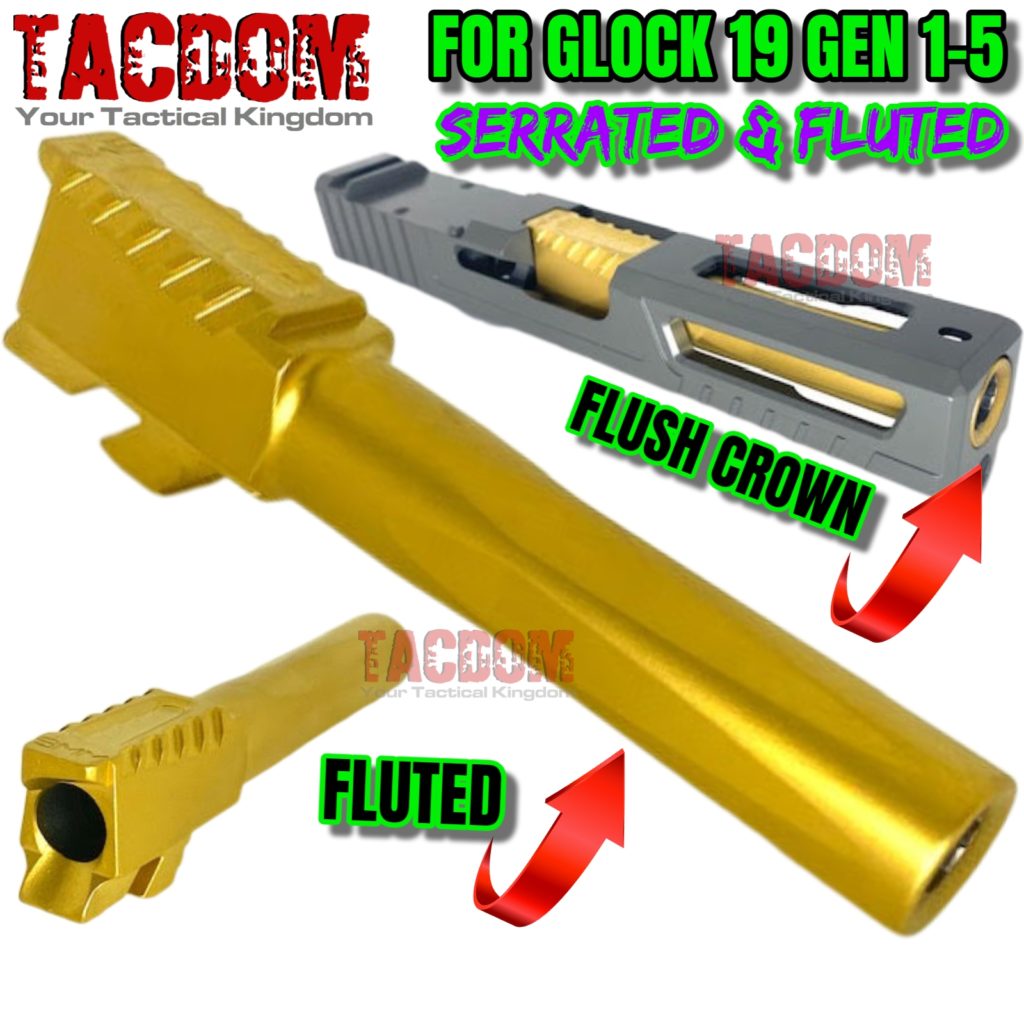 AGGRESSIVE ARMS SERRATED & FLUTED Barrel for Glock 19 GEN 1-5 RAINBOW ...