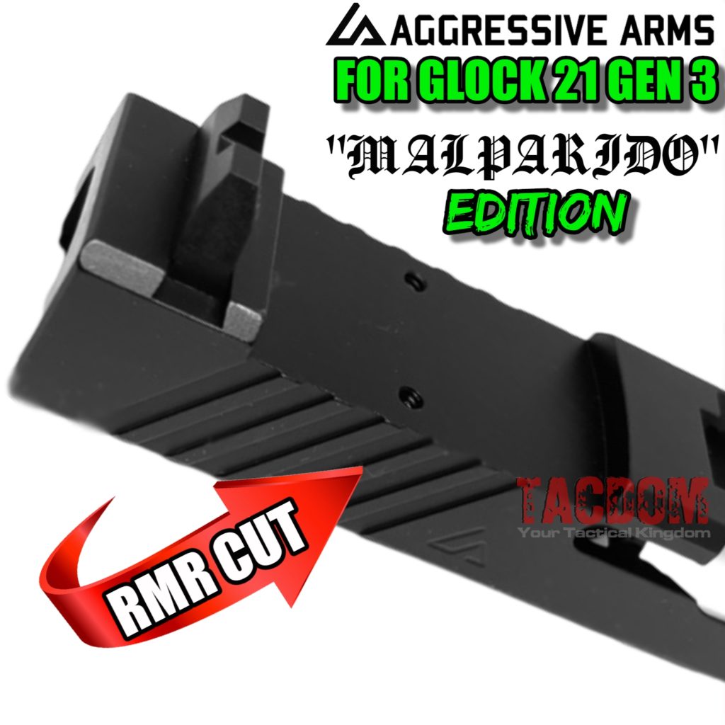 AGGRESSIVE ARMS MALPARIDIO Edition RMR CUT Stainless Steel Black Slide ...