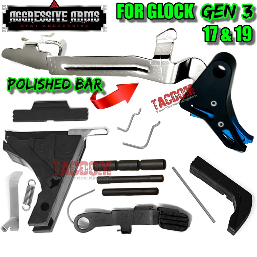 AGGRESSIVE ARMS for GLOCK TRIGGER Black / Gold COMBO with LOWER PARTS ...