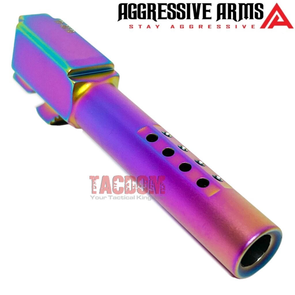 AGGRESSIVE ARMS Black PVD RMR SLIDE & RAINBOW PORTED Barrel For Glock ...