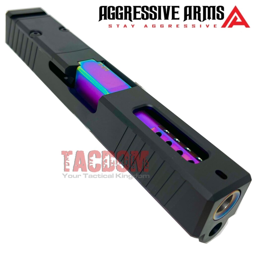 AGGRESSIVE ARMS Black PVD RMR SLIDE & RAINBOW PORTED Barrel For Glock ...