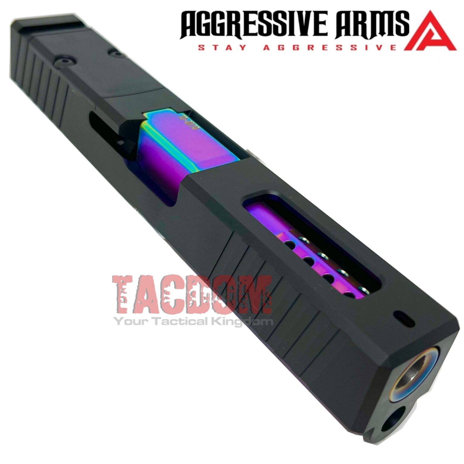 AGGRESSIVE ARMS Black PVD RMR SLIDE & RAINBOW PORTED Barrel For Glock ...