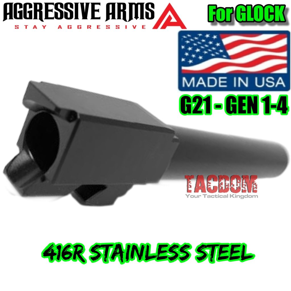 AGGRESSIVE ARMS MATCH BARREL 416R Stainless Steel Black for GLOCK 21 ...