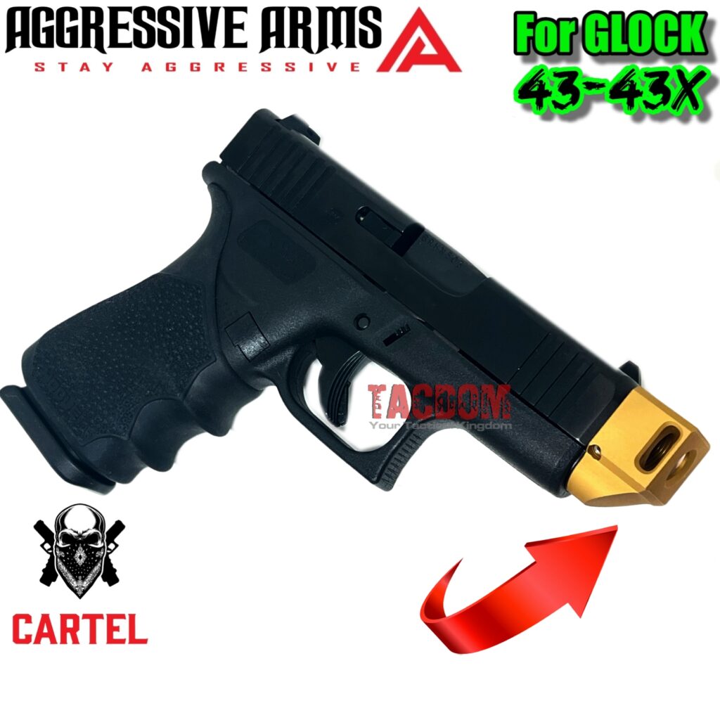 BLEM MODEL — AGGRESSIVE ARMS Cartel SERIES PORTED Recoil REDUCTION COMPENSATOR for GLOCK 43 43x ...
