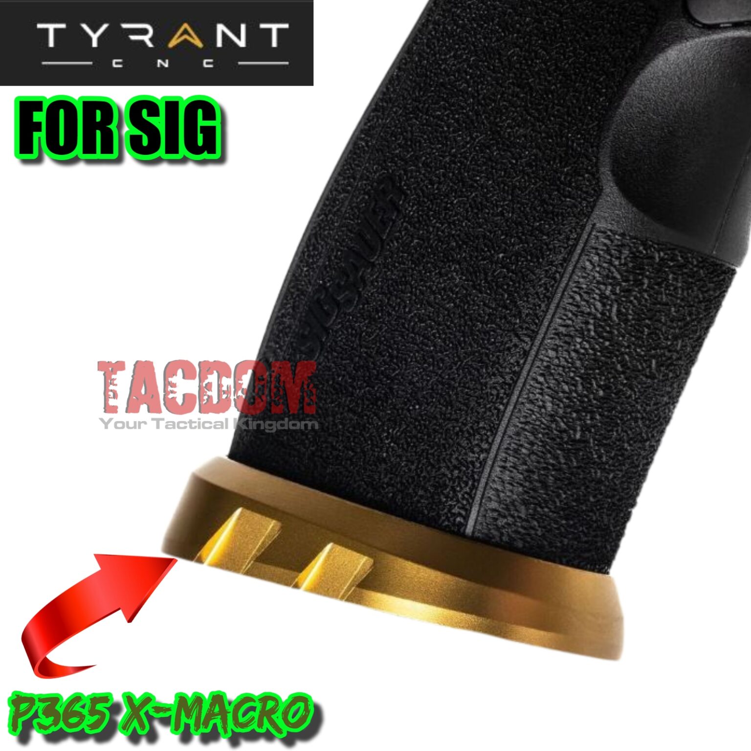 TYRANT DESIGNS CNC ALUMINUM FLARED GOLD MAGWELL for SIG P365 X-MACRO ...