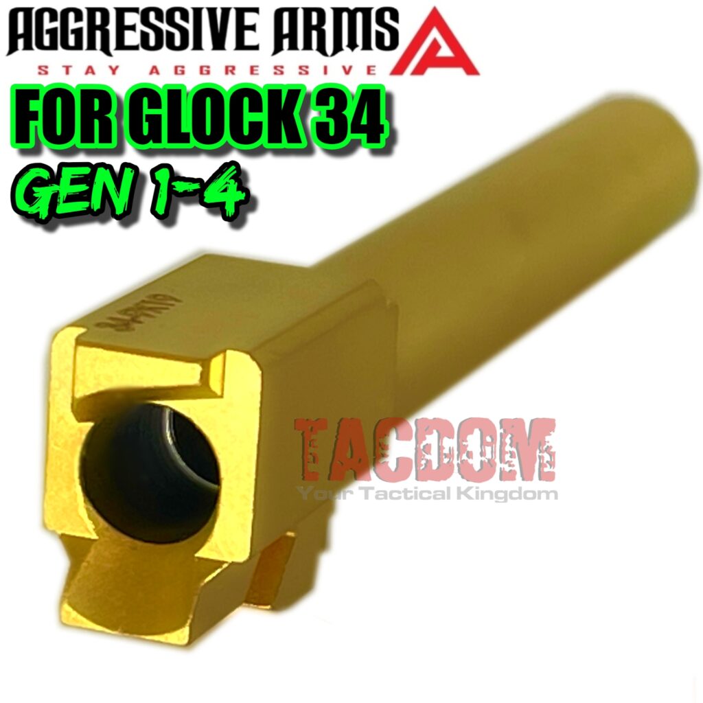 AGGRESSIVE ARMS TARGET CROWN Barrel for Glock 34 GEN 1-4 GOLD TIN 9mm ...