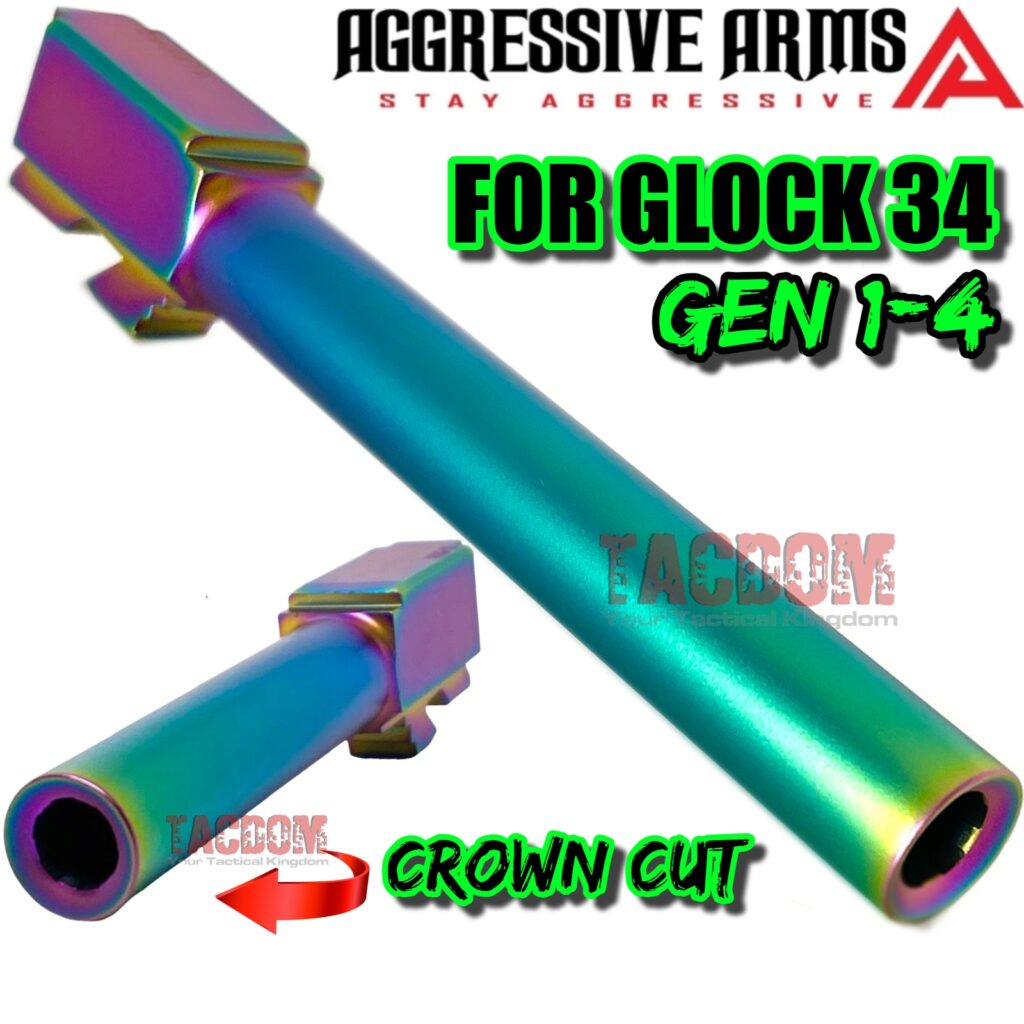 AGGRESSIVE ARMS TARGET CROWN Barrel for Glock 34 GEN 1-4 GOLD TIN 9mm ...