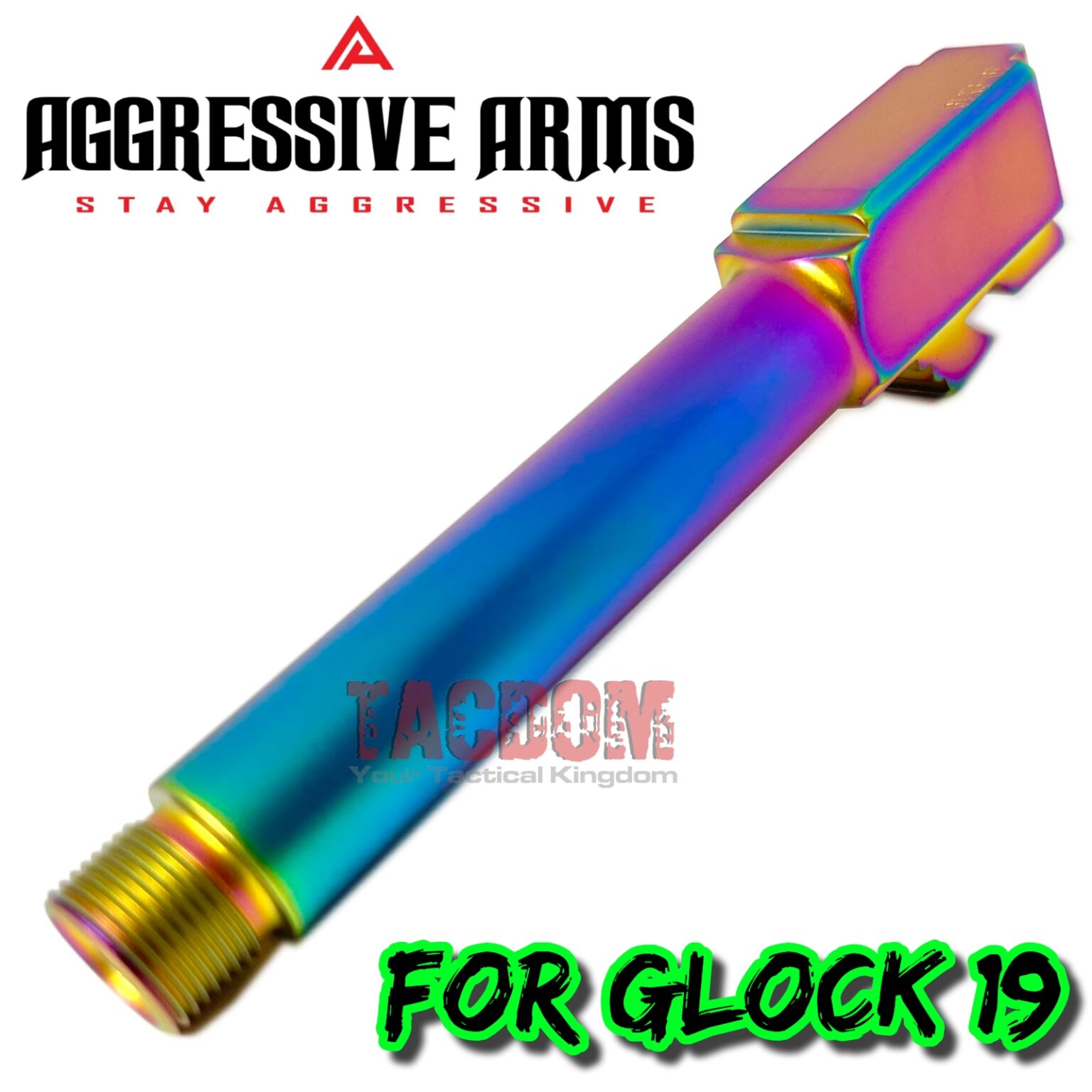 AGGRESSIVE ARMS Threaded Barrel for GLOCK 19 – RAINBOW CHAMELEON PVD ...