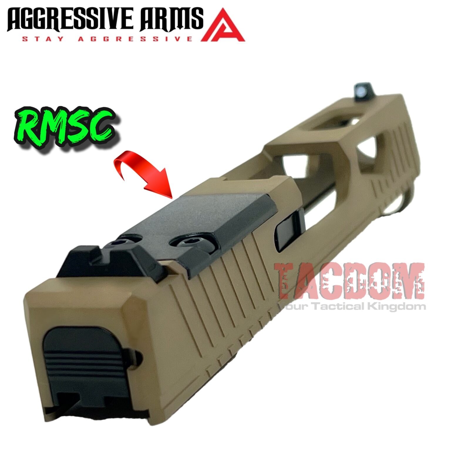 AGGRESSIVE ARMS PORTED RMSC optic cut Slide in FDE for GLOCK 43 – 43X ...