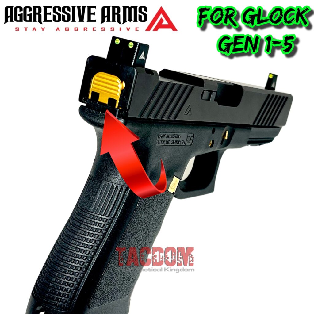 AGGRESSIVE ARMS USA GOLD rear slide cover end plate for GLOCK GEN 1 2 3 ...
