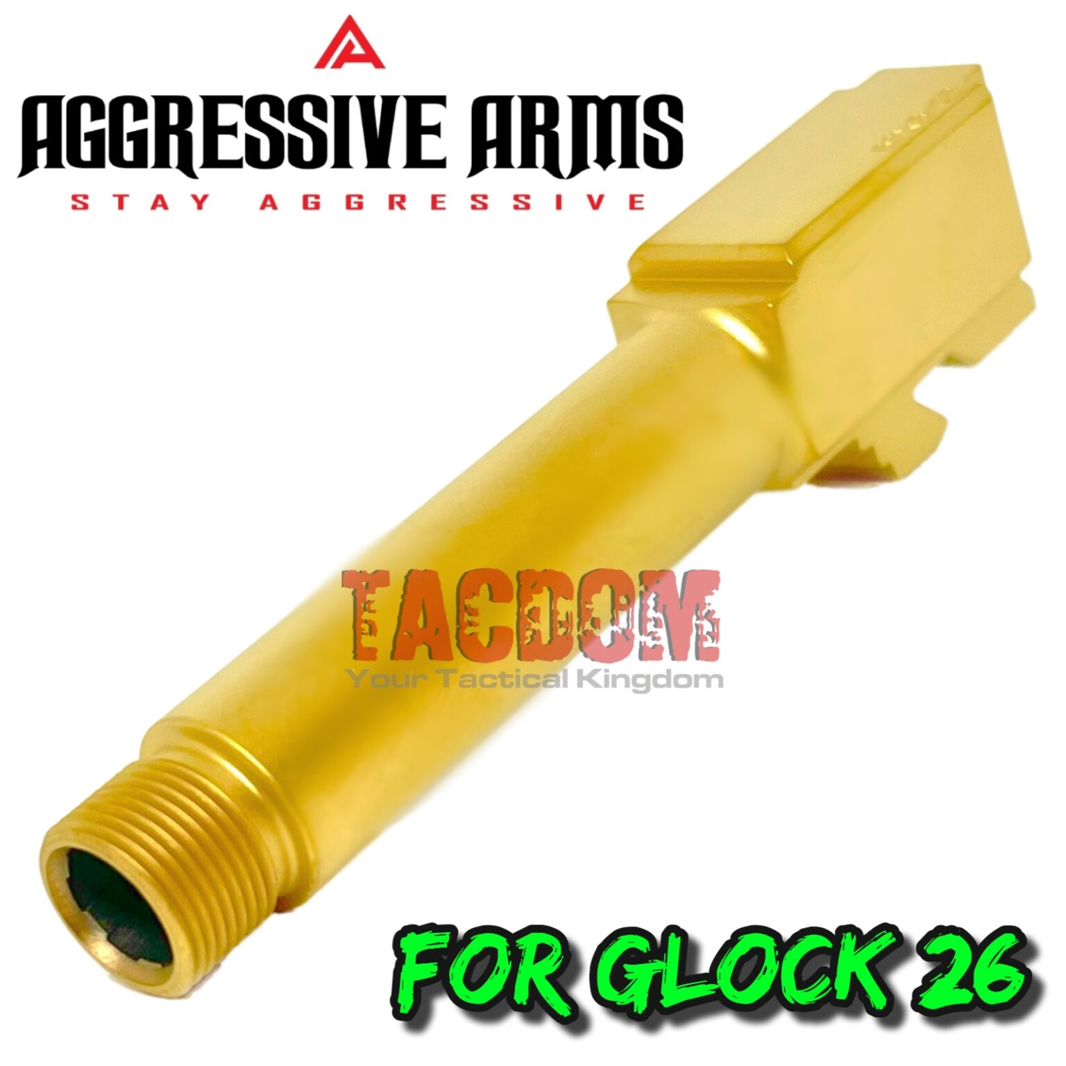 AGGRESSIVE ARMS Threaded Barrel for GLOCK 26 – GOLD TIN Finish ...