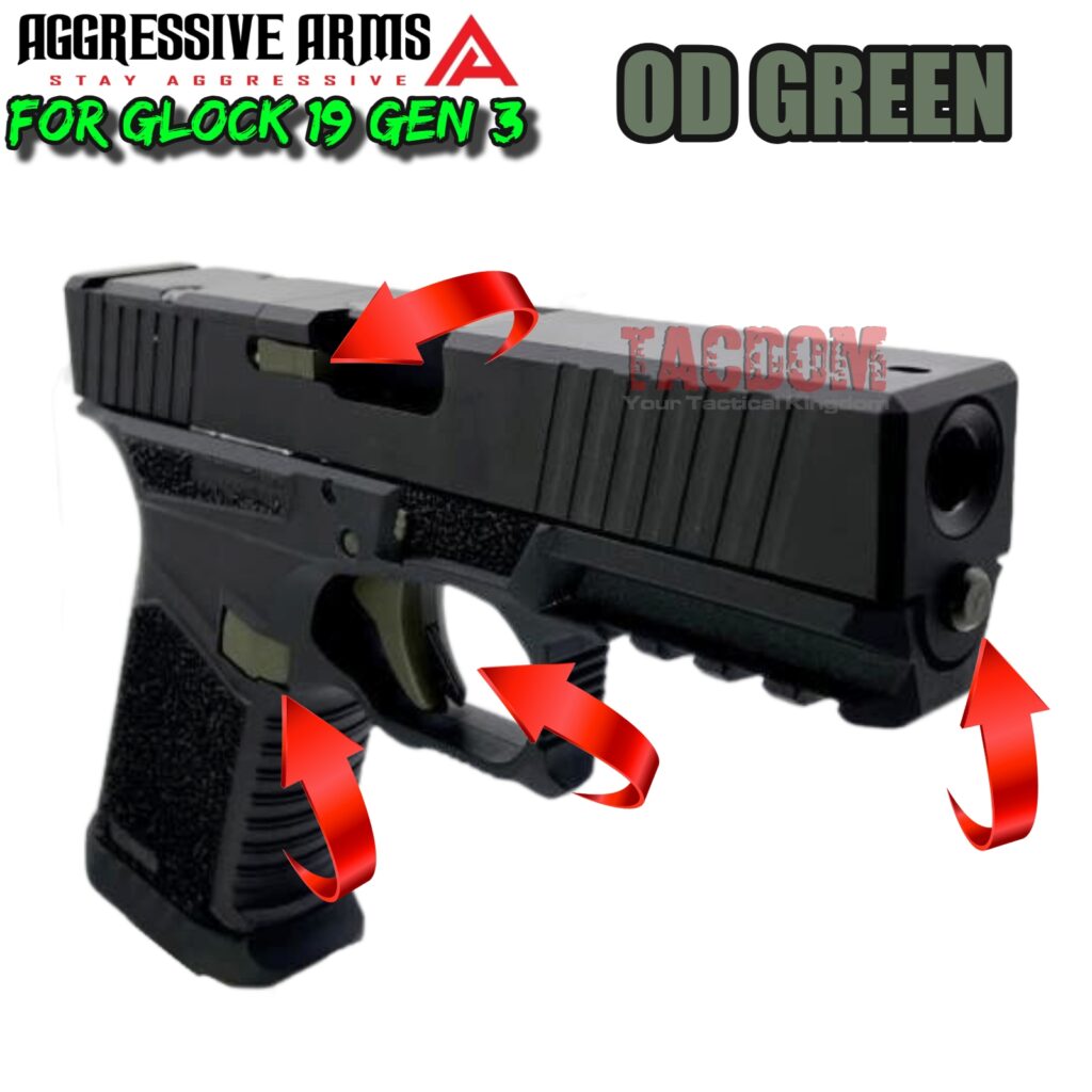 AGGRESSIVE ARMS USA OD GREEN Upper Slide and Lower Parts Kit for Glock ...