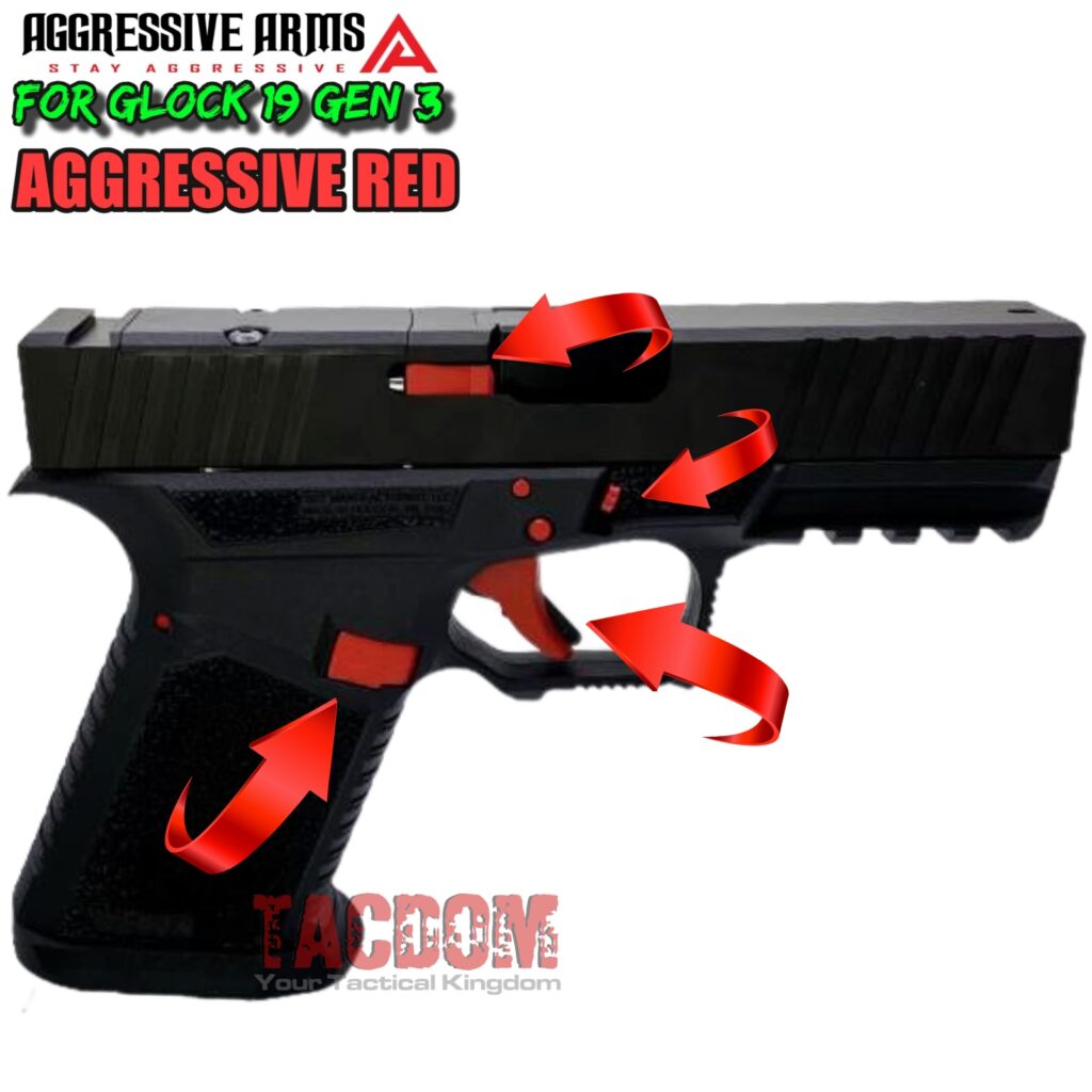 AGGRESSIVE ARMS USA RED Upper Slide and Lower Parts Kit for Glock 19 / ...