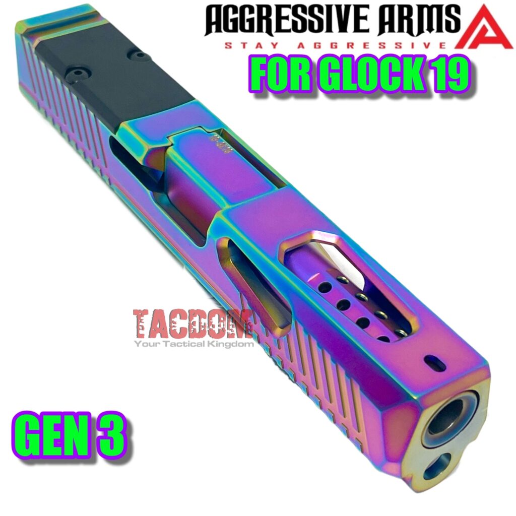 AGGRESSIVE ARMS CHAMELEON PVD RMR PORTED SLIDE For Glock 19 GEN 3 WITH ...