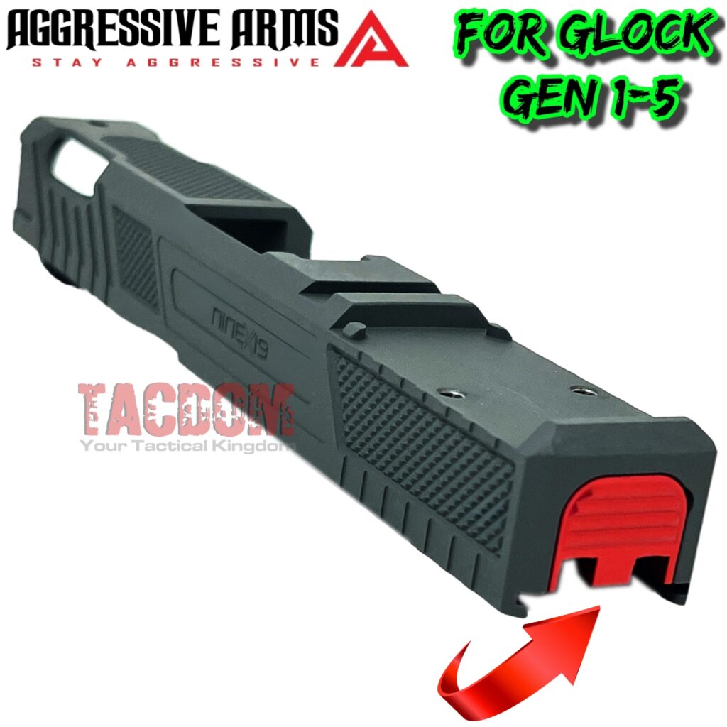 AGGRESSIVE ARMS USA RED rear slide cover end plate for GLOCK GEN 1 2 3 ...