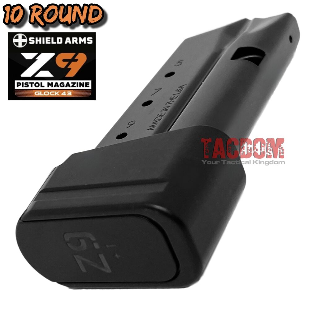 SHIELD ARMS Z9 10 ROUND MAGAZINE for Glock 43 + STEEL MAG – 9rd ...
