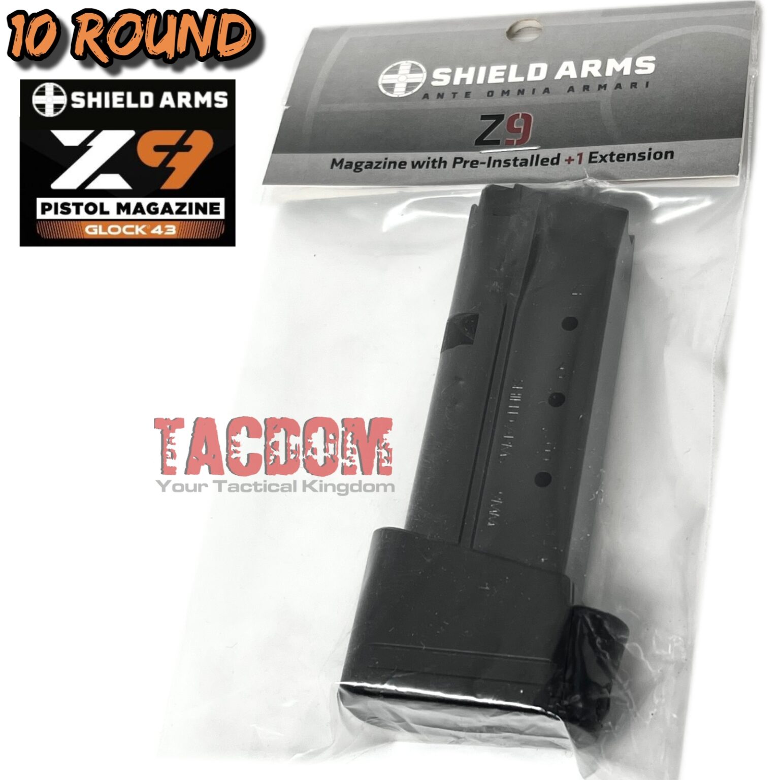 SHIELD ARMS Z9 10 ROUND MAGAZINE for Glock 43 + STEEL MAG – 9rd ...