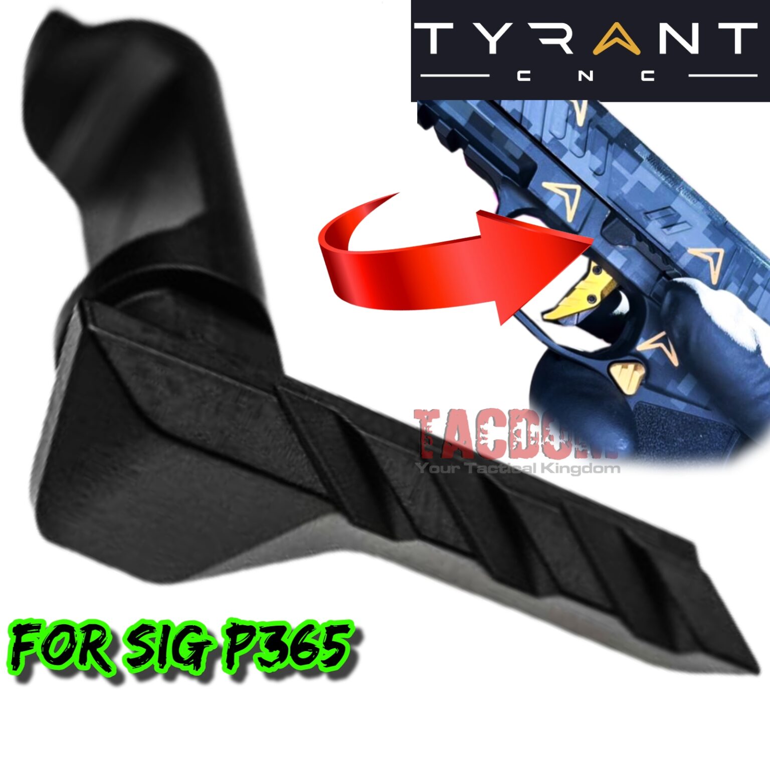TYRANT DESIGNS CNC GOLD SIG SAUER P365 EXTENDED SLIDE TAKE DOWN LEVER ...