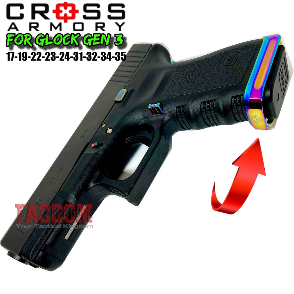 Cross Armory Enhanced Glock CNC Aluminum Flared Magwell RAINBOW Gen 1 2 3 Magazine Funnel assist ...