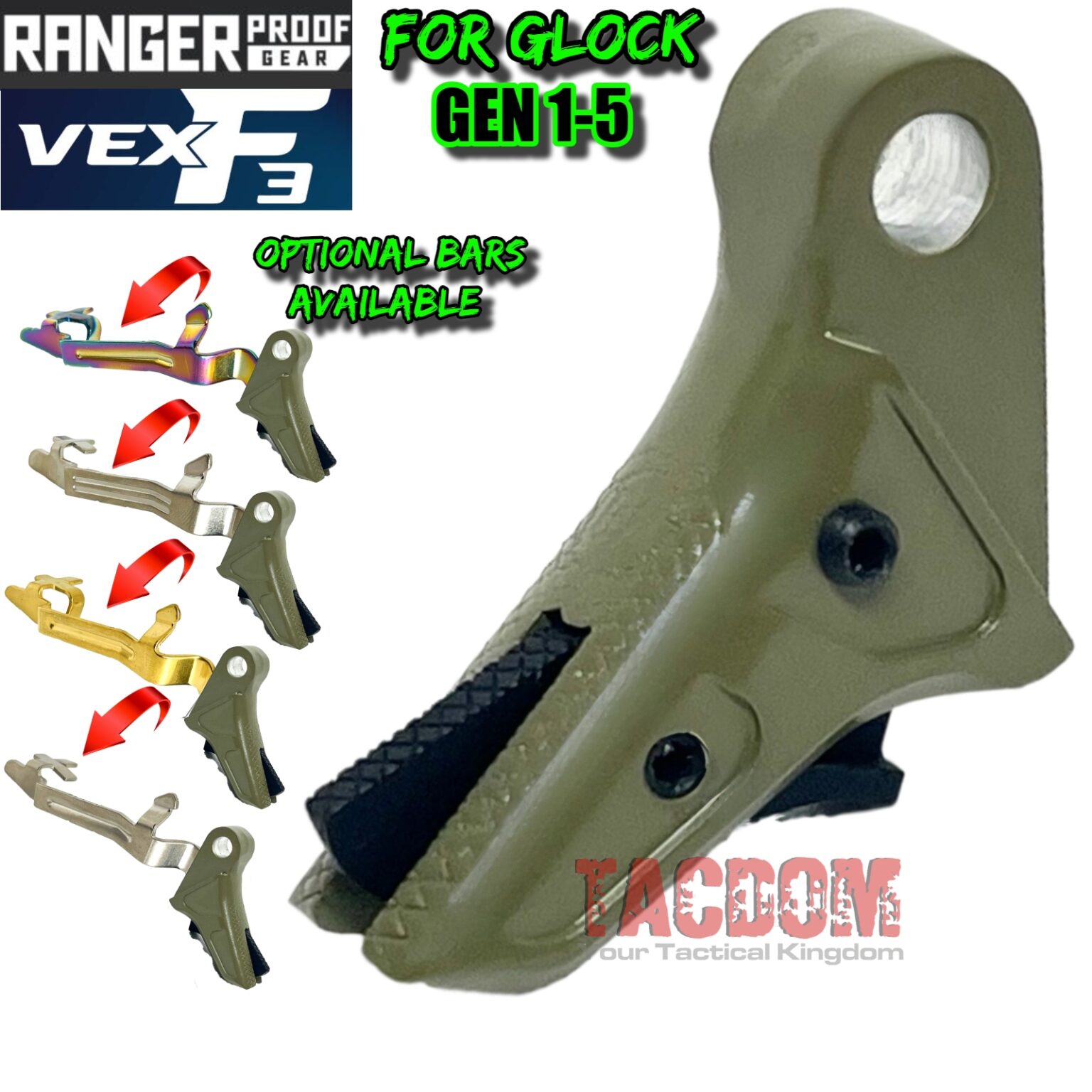 RANGER PROOF / JOHNNY GLOCK COLLABORATION VEX F3 GRAY SILVER TRIGGER ...