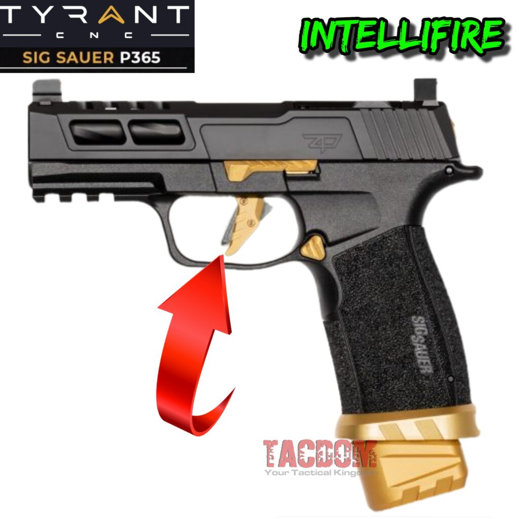 TYRANT DESIGNS CNC INTELLIFIRE TRIGGER FOR SIG SAUER P365 GOLD / GREY GRAY – STAINLESS STEEL ...
