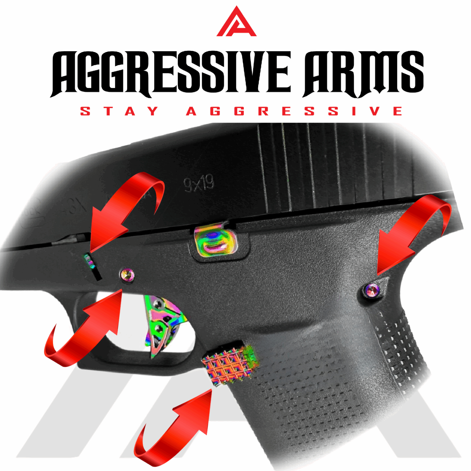 AGGRESSIVE ARMS JEWELRY RAINBOW DIMPLE PINS – EXTENDED SLIDE LOCK ...