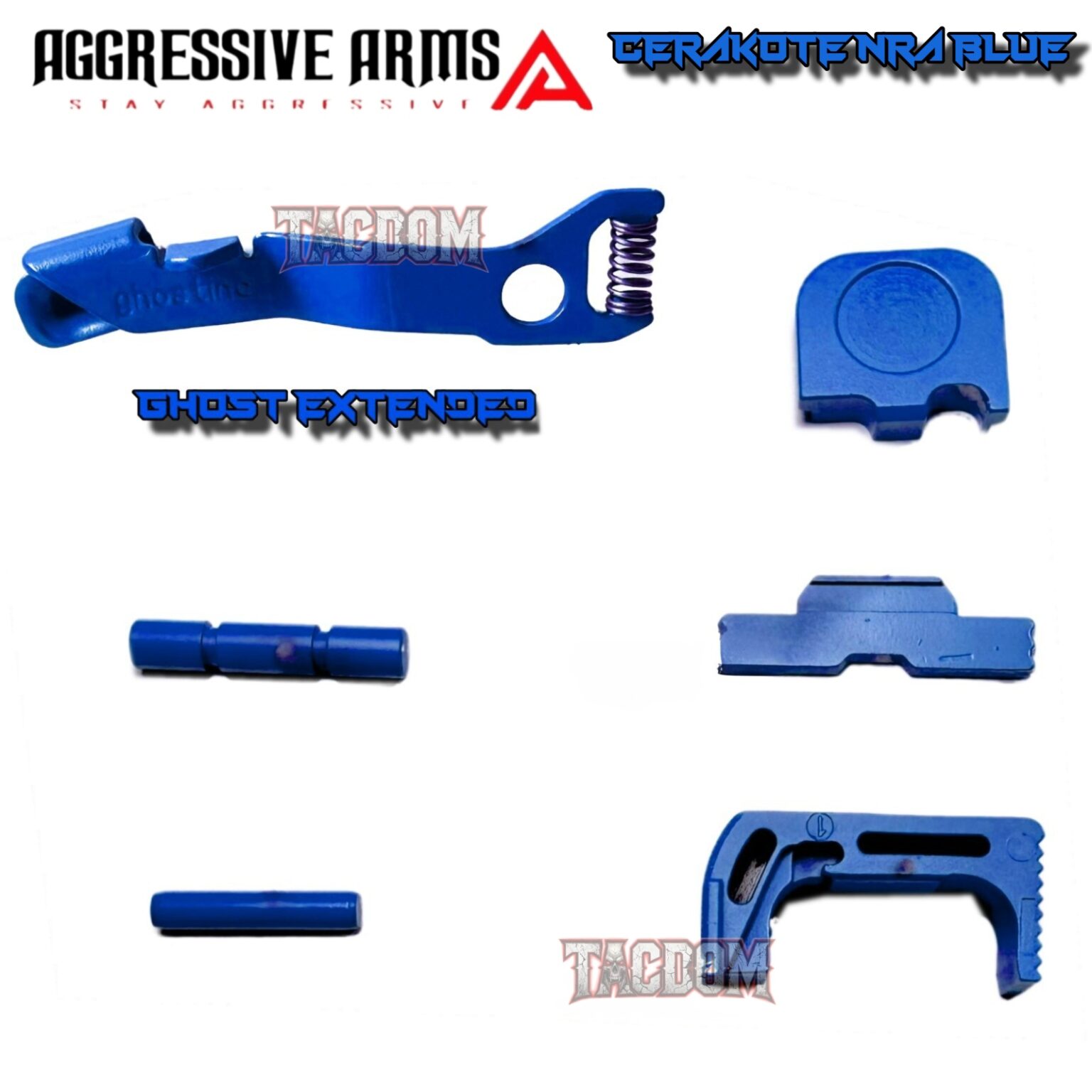 AGGRESSIVE ARMS NRA BLUE CERAKOTED PARTS FOR GLOCK 43X / 48 – GHOST ...